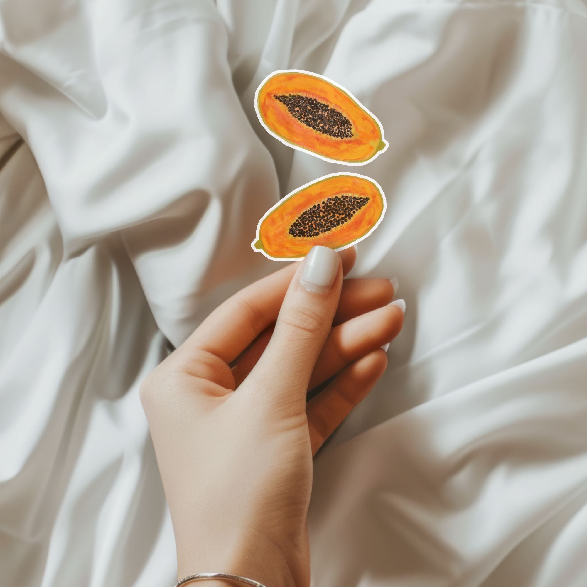 Papaya Sticker – Tropical Watercolor Fruit Vinyl for Journals & Decor ...